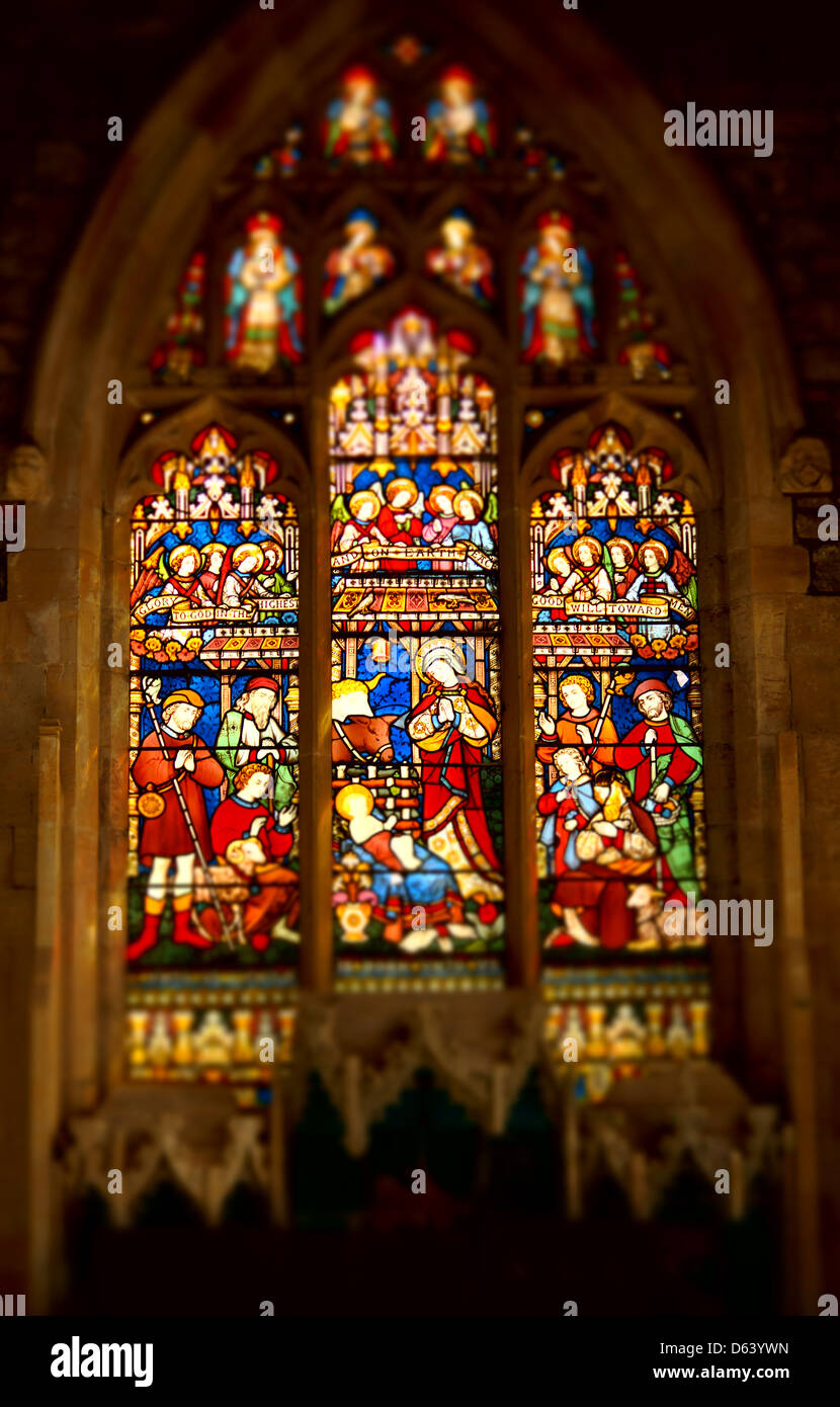 Stained glass windows in an old church in York Stock Photo - Alamy