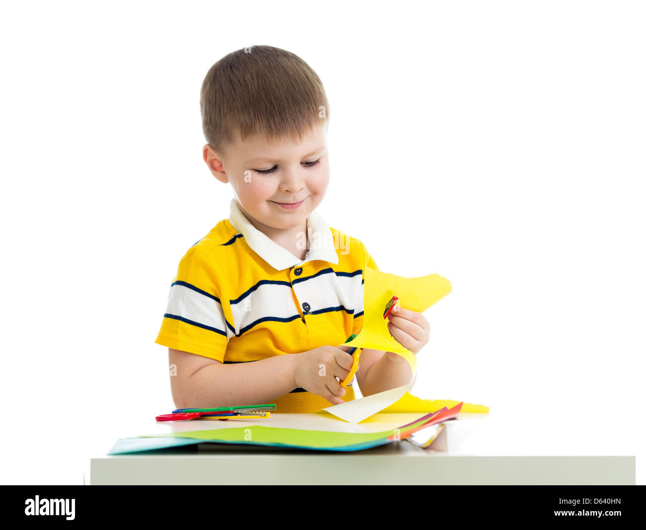kid boy cut paper Stock Photo - Alamy