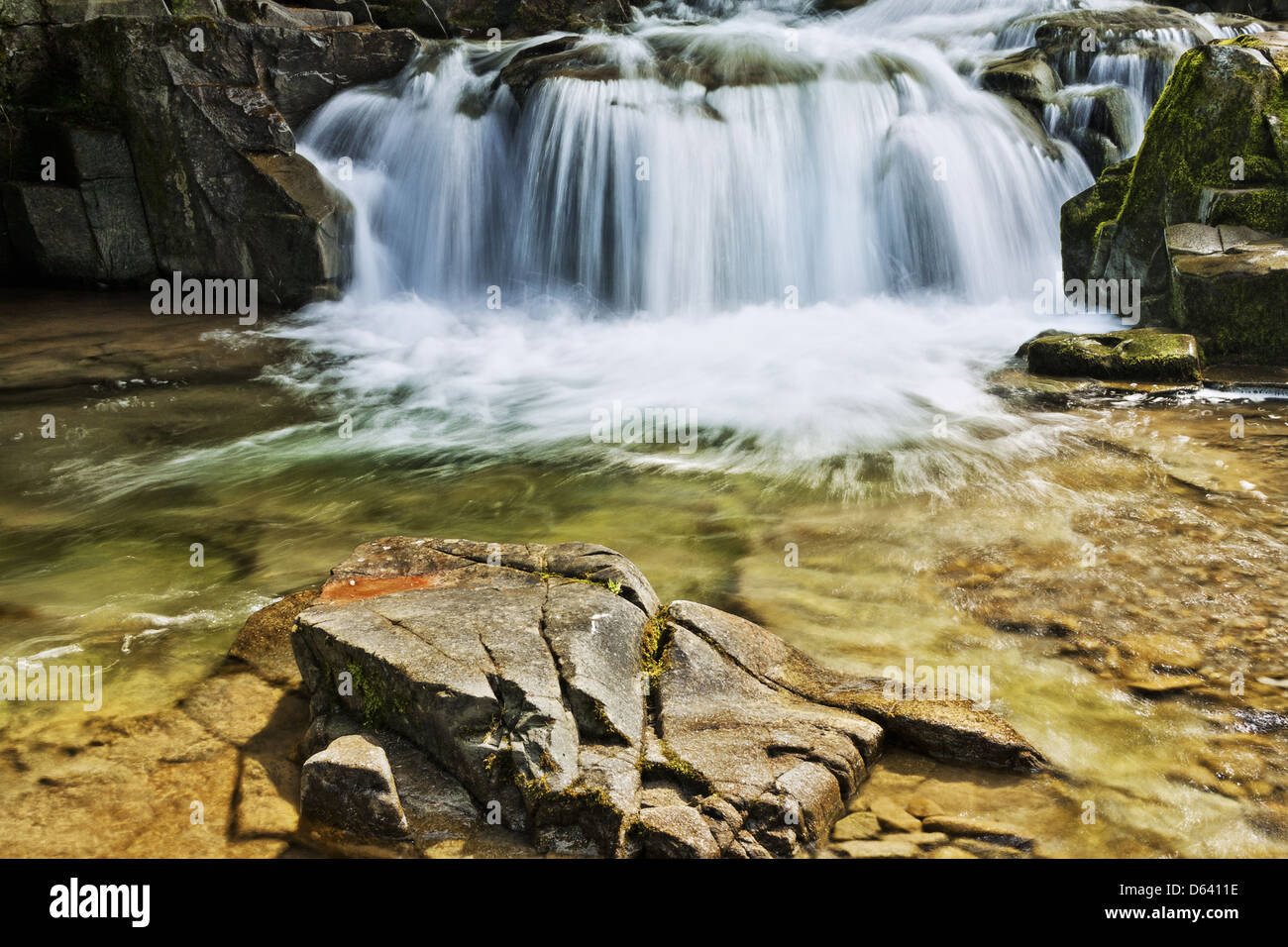 Mountain river with waterfall Stock Photo - Alamy