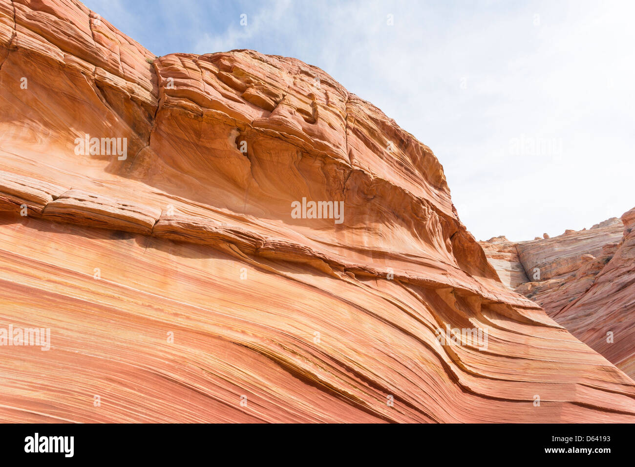 Closeup / abstract view of the colorful sandstone rock formation near ...