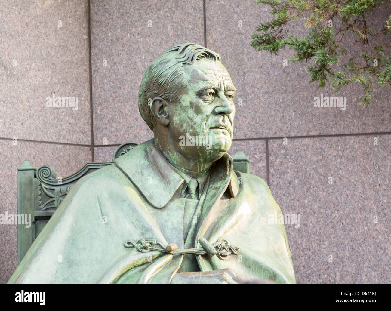 Detail of the head of the statue of President Franklin Delano Roosevelt ...