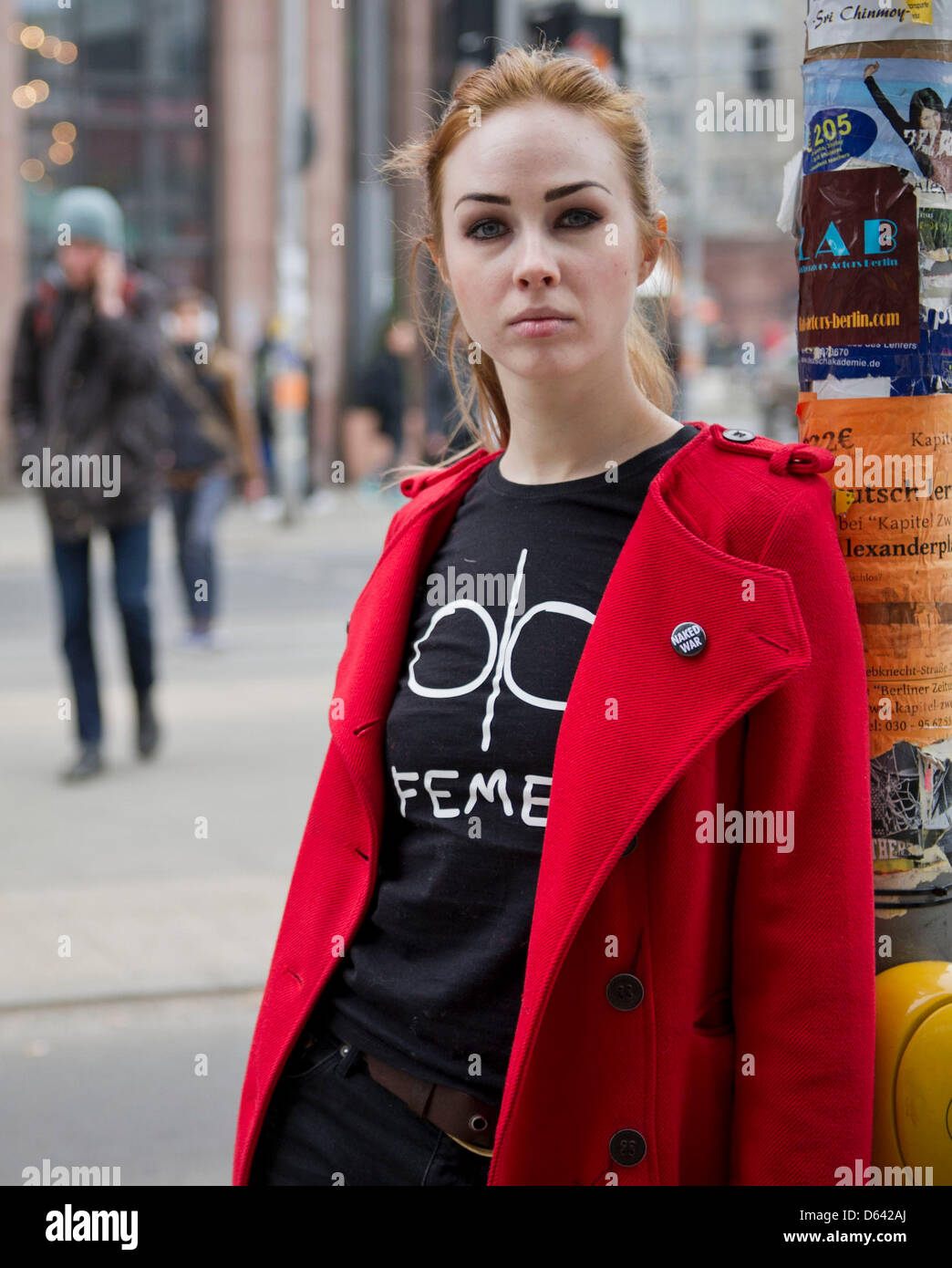 Berlin, Germany. 10th April 2013. Ukranian Femen activist Alexandra Shevchenko poses after an ...