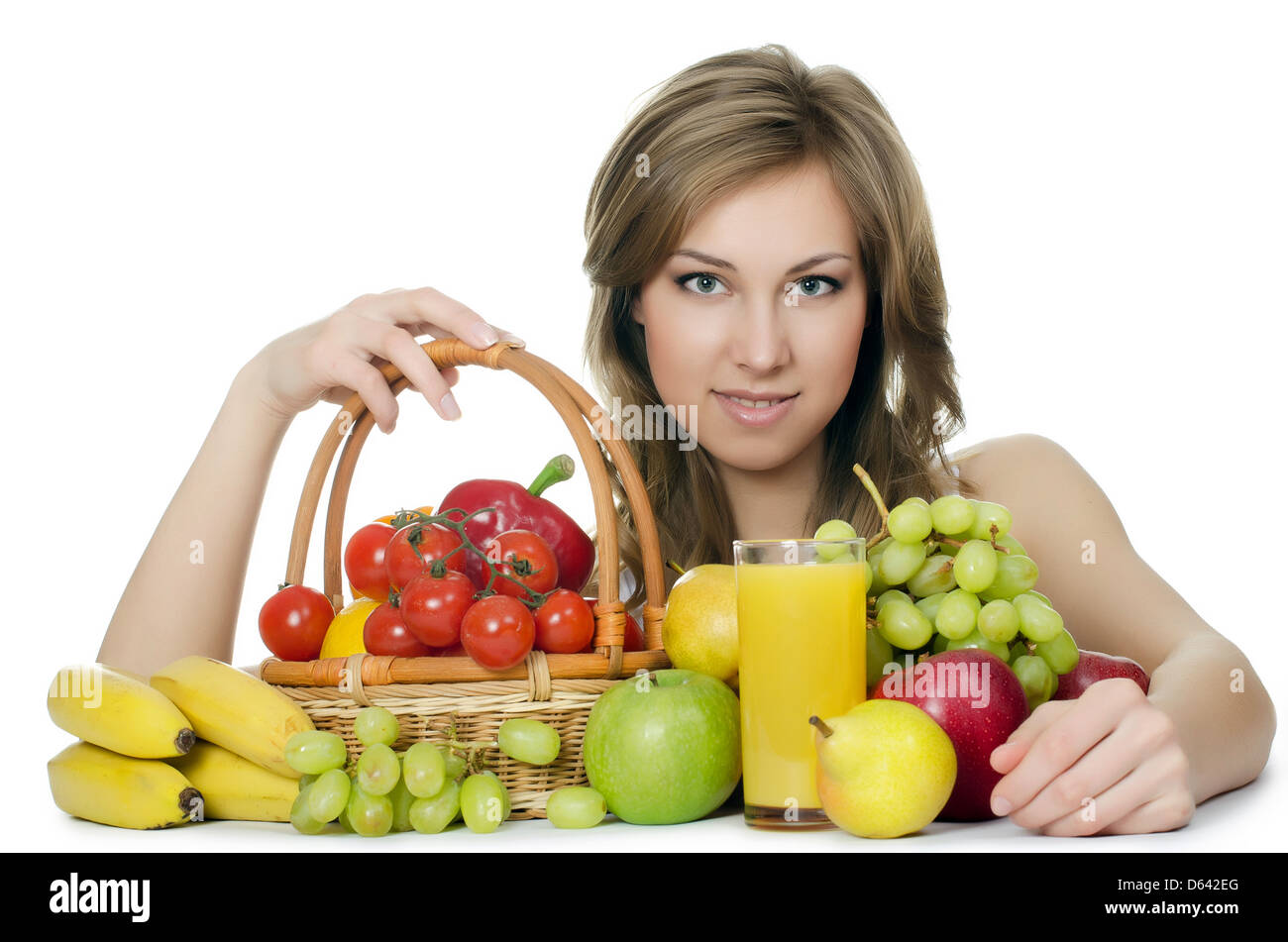 Beautiful girl with fruit and vegetables Stock Photo - Alamy