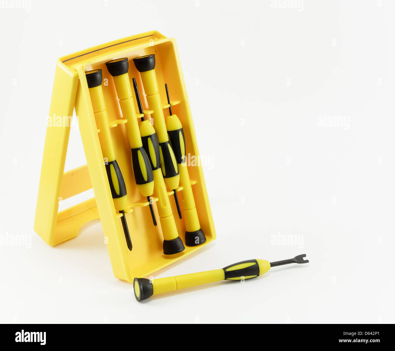 Screwdriver in the yellow package, isolated on white background Stock ...