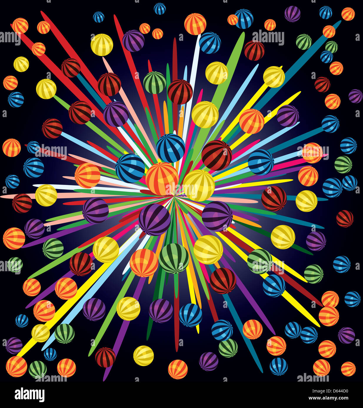 Colorful balls firework Stock Photo - Alamy