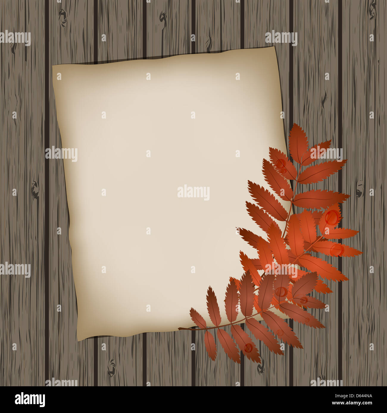 Paper sheet with autumn leaves Stock Photo - Alamy