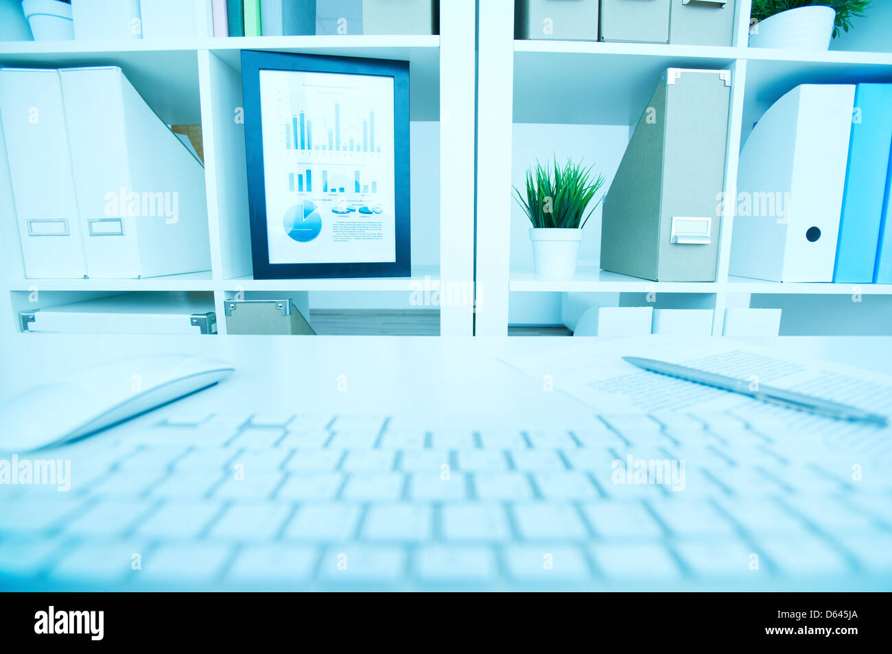 Image of an office workplace with different objects Stock Photo - Alamy