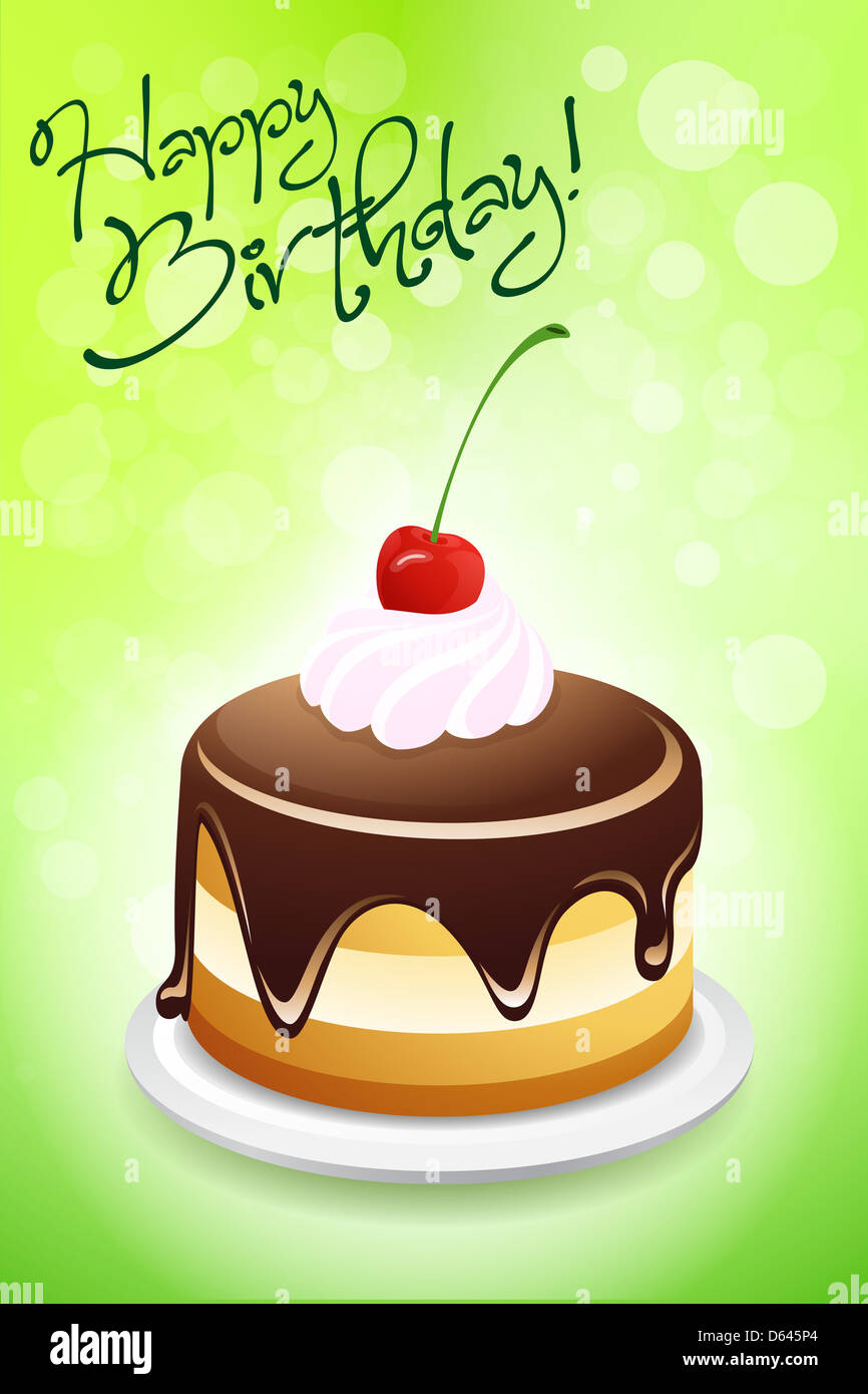 Happy Birthday Card with Cake Stock Photo - Alamy