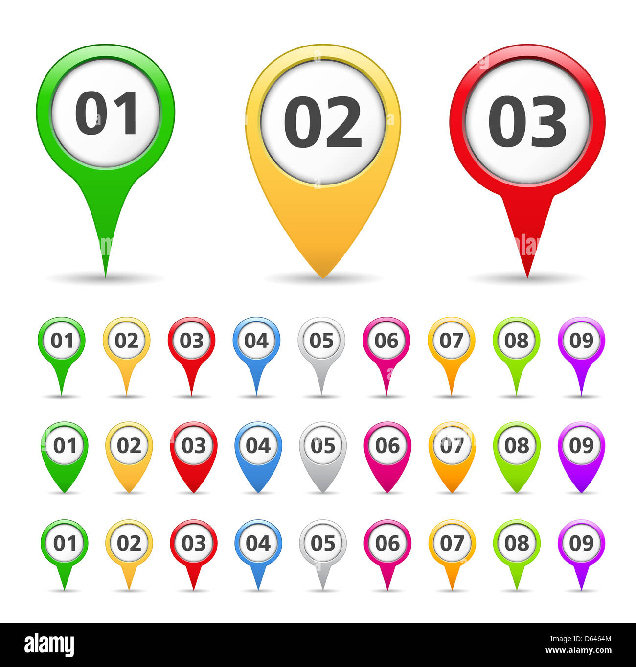 Map markers with numbers Stock Photo - Alamy