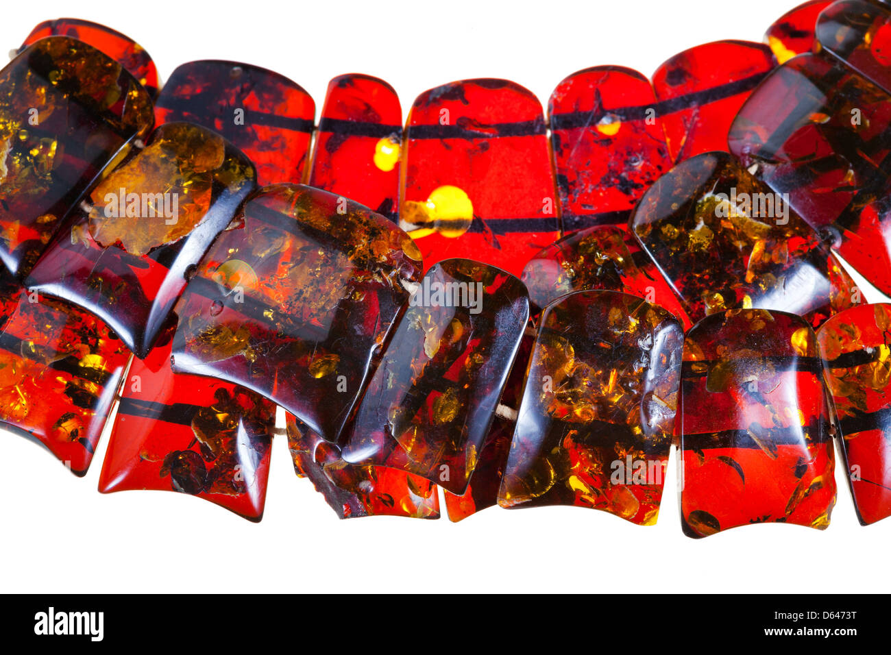 strings of amber necklace isolated on white background Stock Photo - Alamy