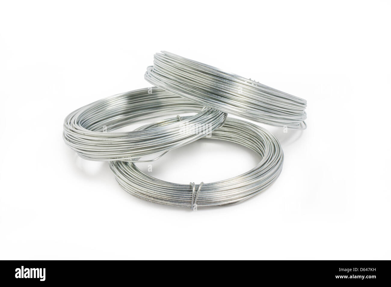 Row Of Metal Wire Isolated On White Background Stock Photo - Alamy