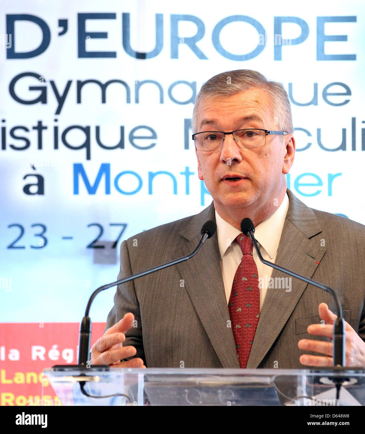 Jacques Rey, FFG President, speaks at the Men's European Artistic ...