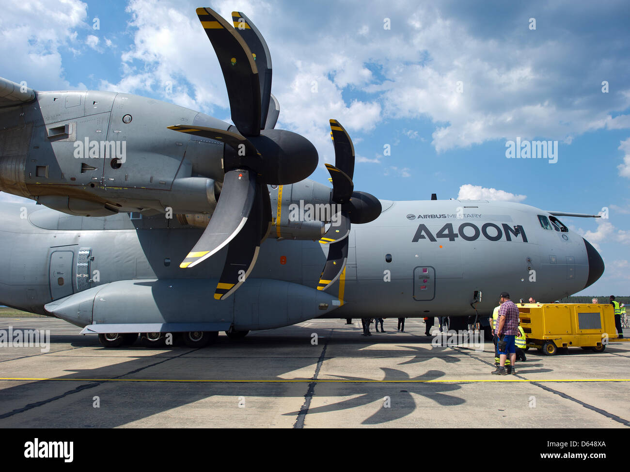 The military cargo plane A400M arrives during a series of test flights ...