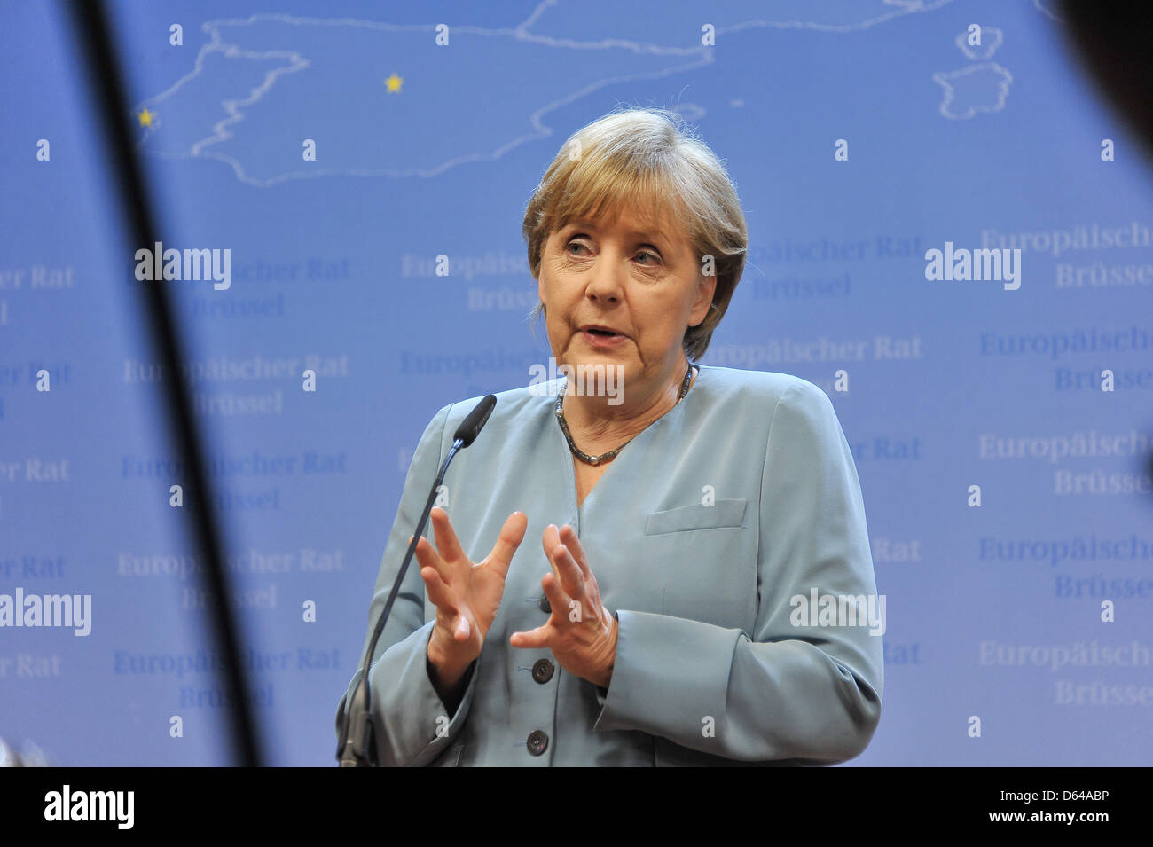 German chancellor Angela Merkel speaks about outcomes of negotiations ...