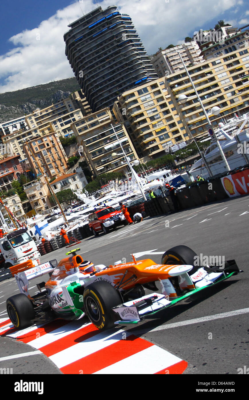 German Formula One driver Nico Huelkenberg of Force India steers his ...