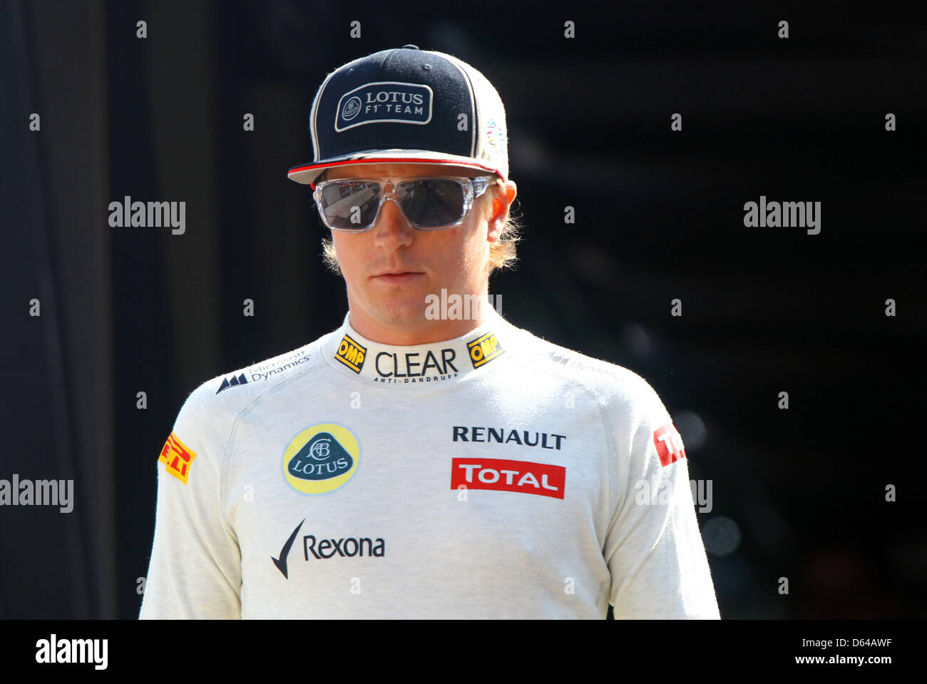 Finnish Formula One driver Kimi Raikkonen of Lotus Girls seen before ...