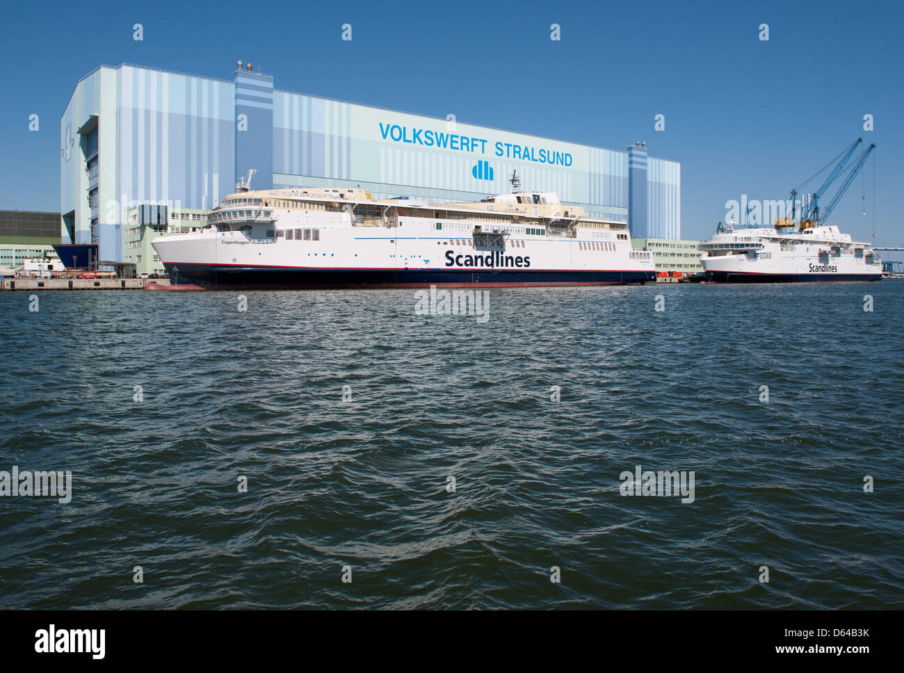 The new ferries 'Copenhagen' (L) and 'Berlin' of German-Danish ferry ...