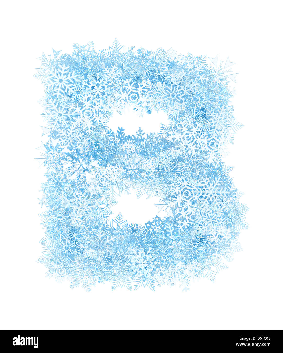 Letter B, frosty blue snowflakes alphabet on white background Stock ...
