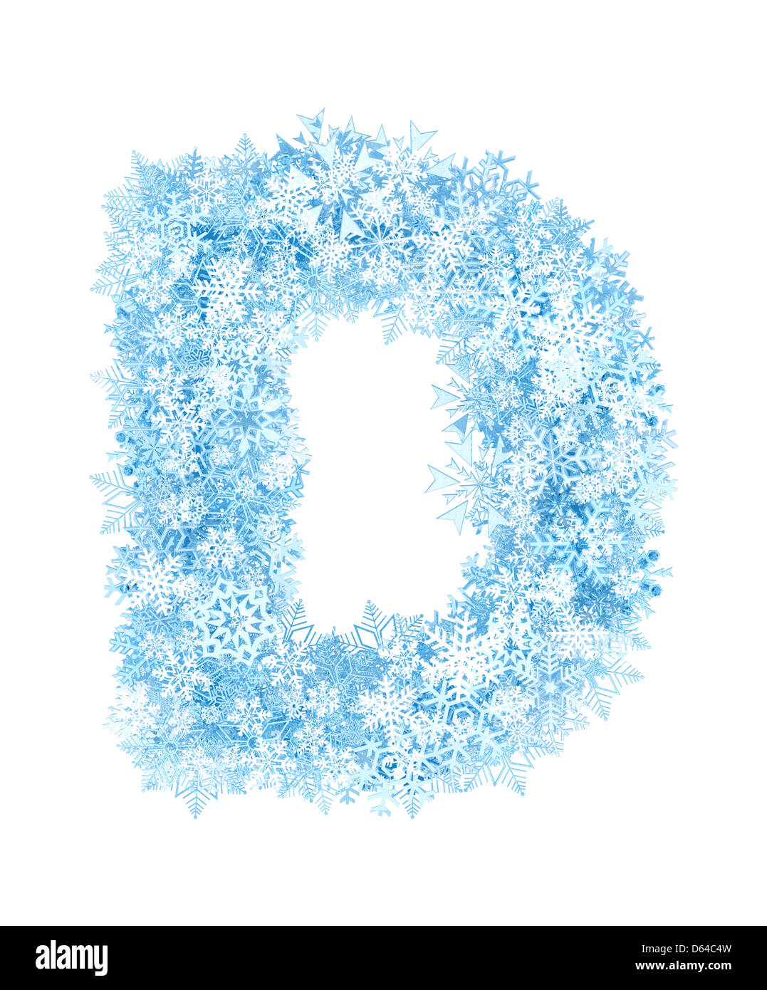 Letter D, frosty blue snowflakes alphabet on white background Stock ...