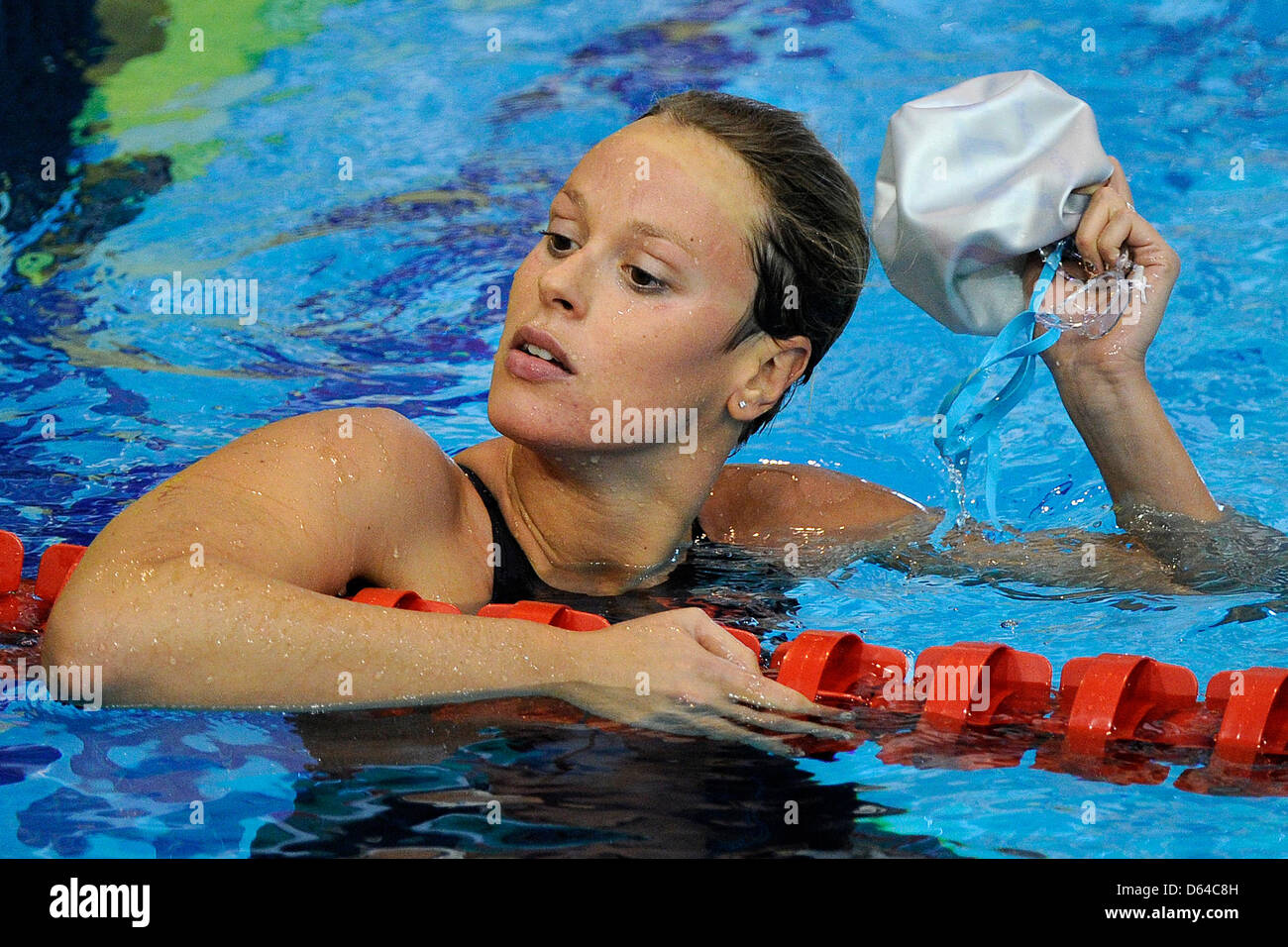 Italy's Federica Pellegrini leaves the pool after the women's 200 ...