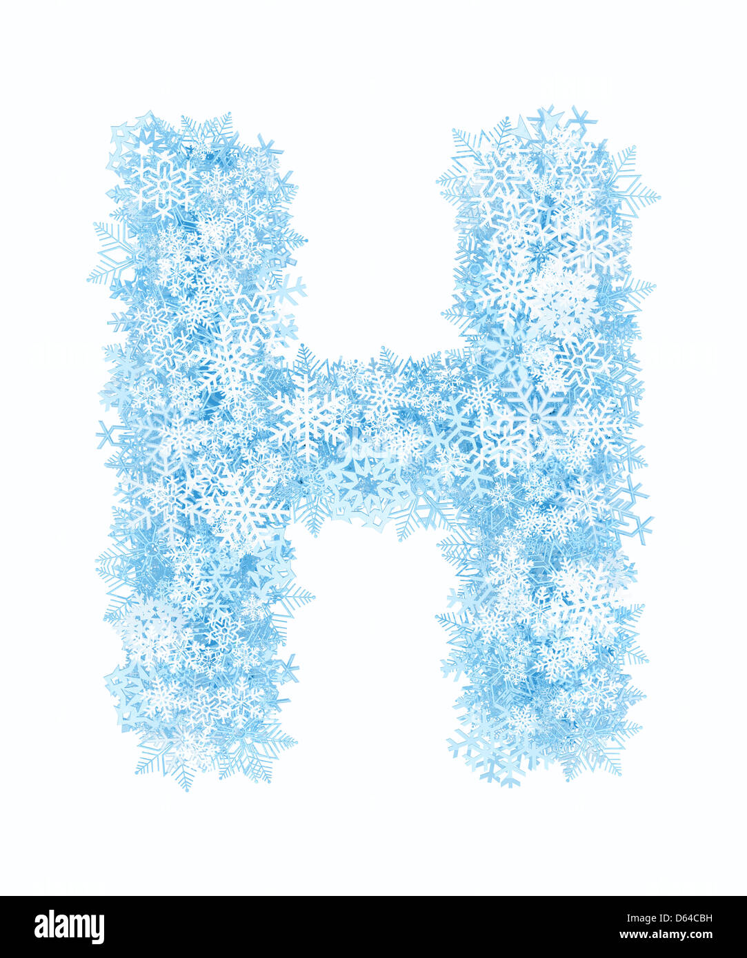 Letter H, frosty blue snowflakes alphabet on white background Stock ...