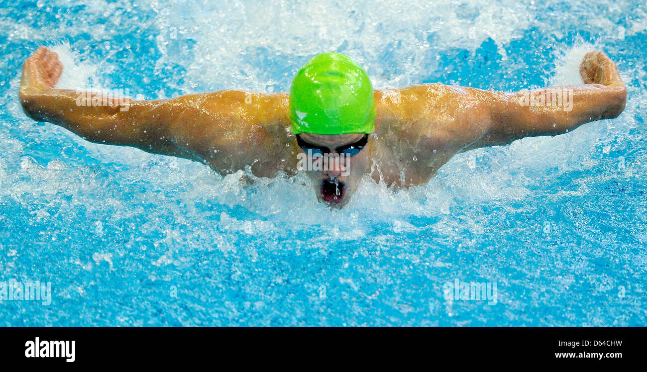 Germany's Philip Heintz performs during the men's 100 Meters Butterfly ...