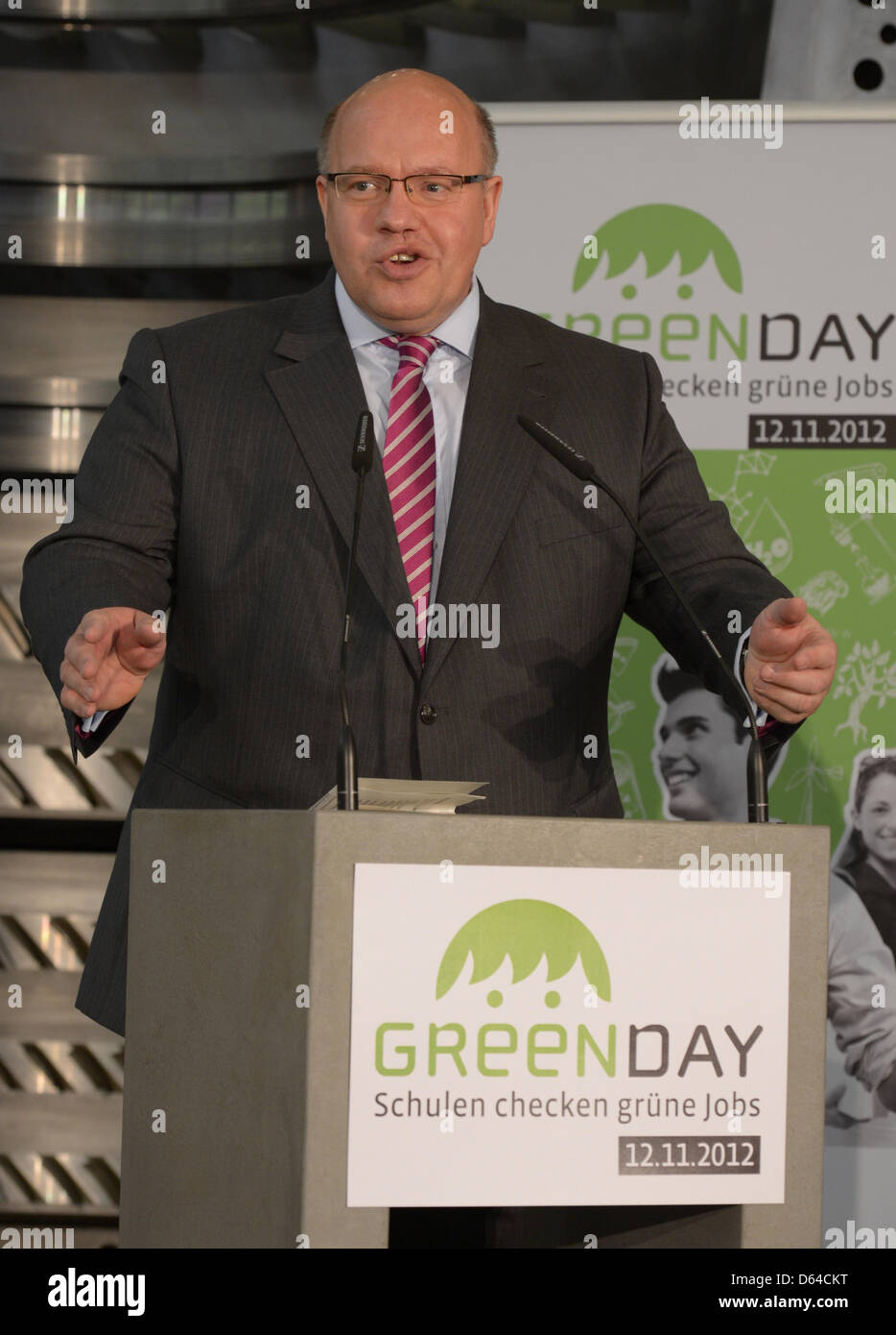 German Environment Minister Peter Altmaier speaks at a Siemens plant ...