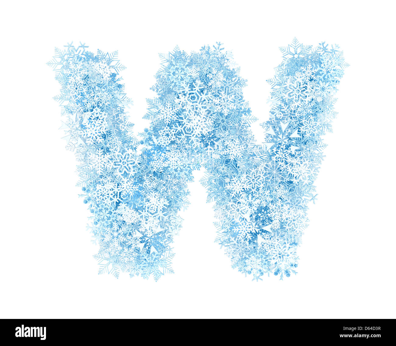 Letter W, frosty blue snowflakes alphabet on white background Stock ...