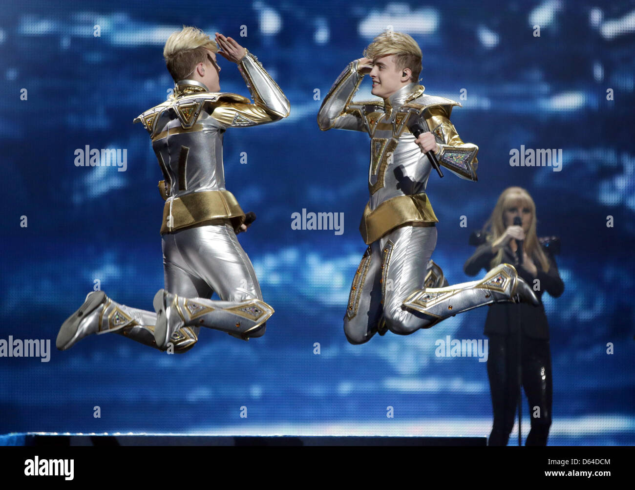 Jedward representing Ireland perform during the 1st rehearsal for the ...