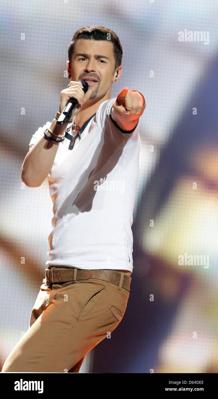 Pasha Parfeny representing Moldova performs during the 1st rehearsal ...