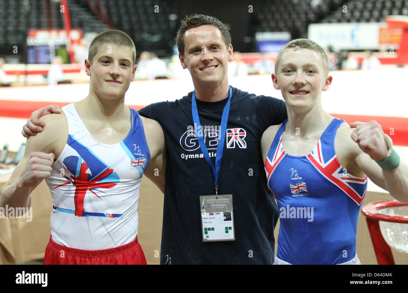 Gold medal winner Frank Baines (l-r) of Great Britain, coach Barry ...