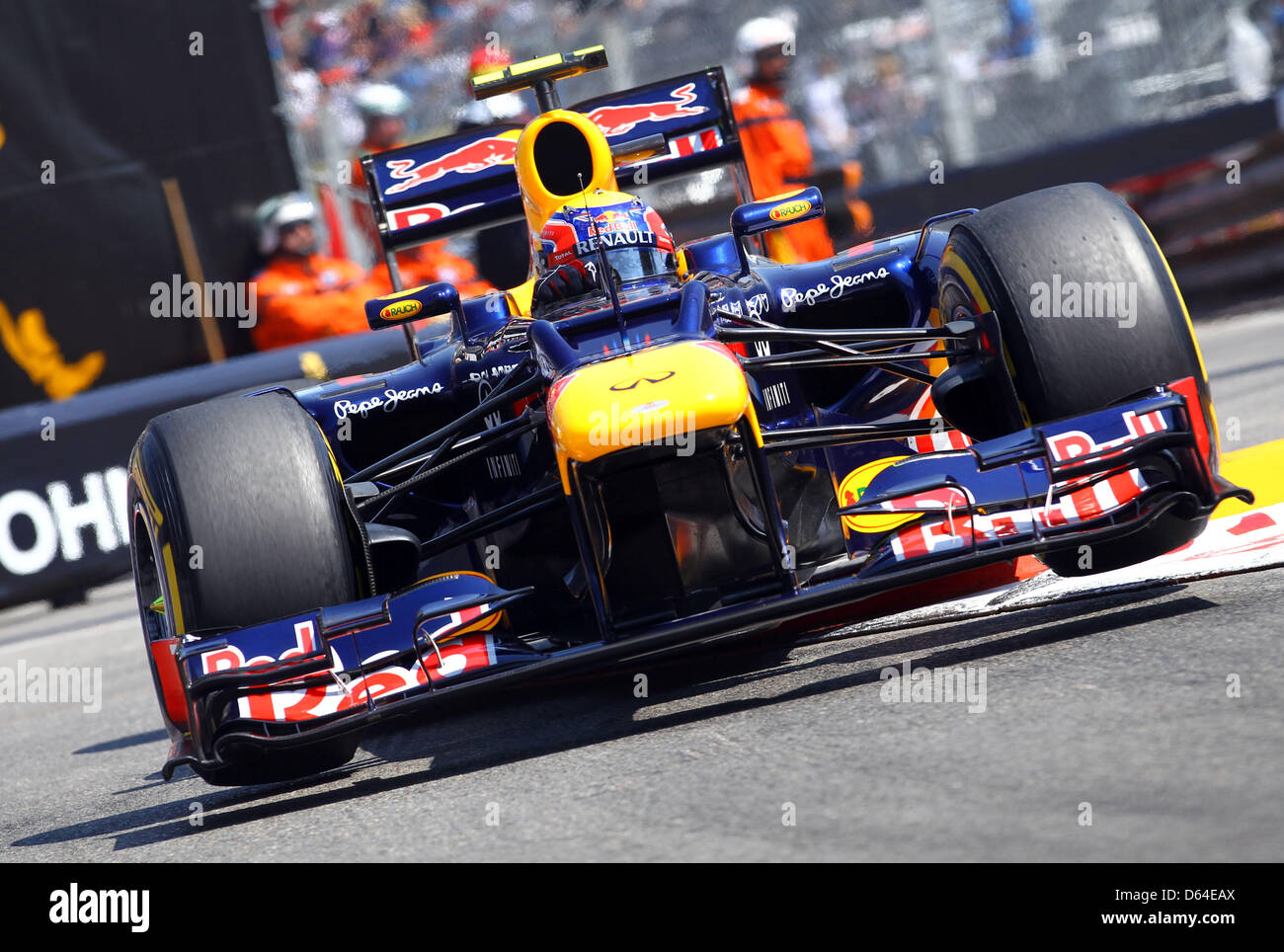 Australian Formula One driver Mark Webber of Red Bull steers his car ...