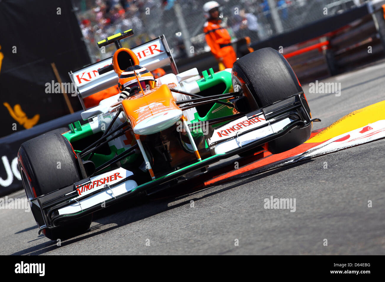 German Formula One driver Nico Huelkenberg of Force India steers his ...