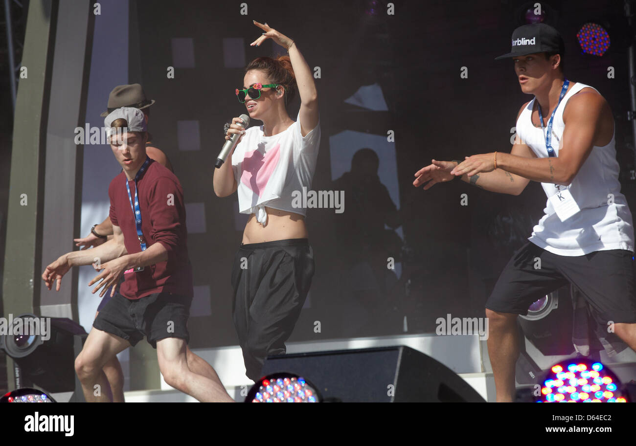 Danish singer Aura Dione is pictured during rehearsals for the show ...