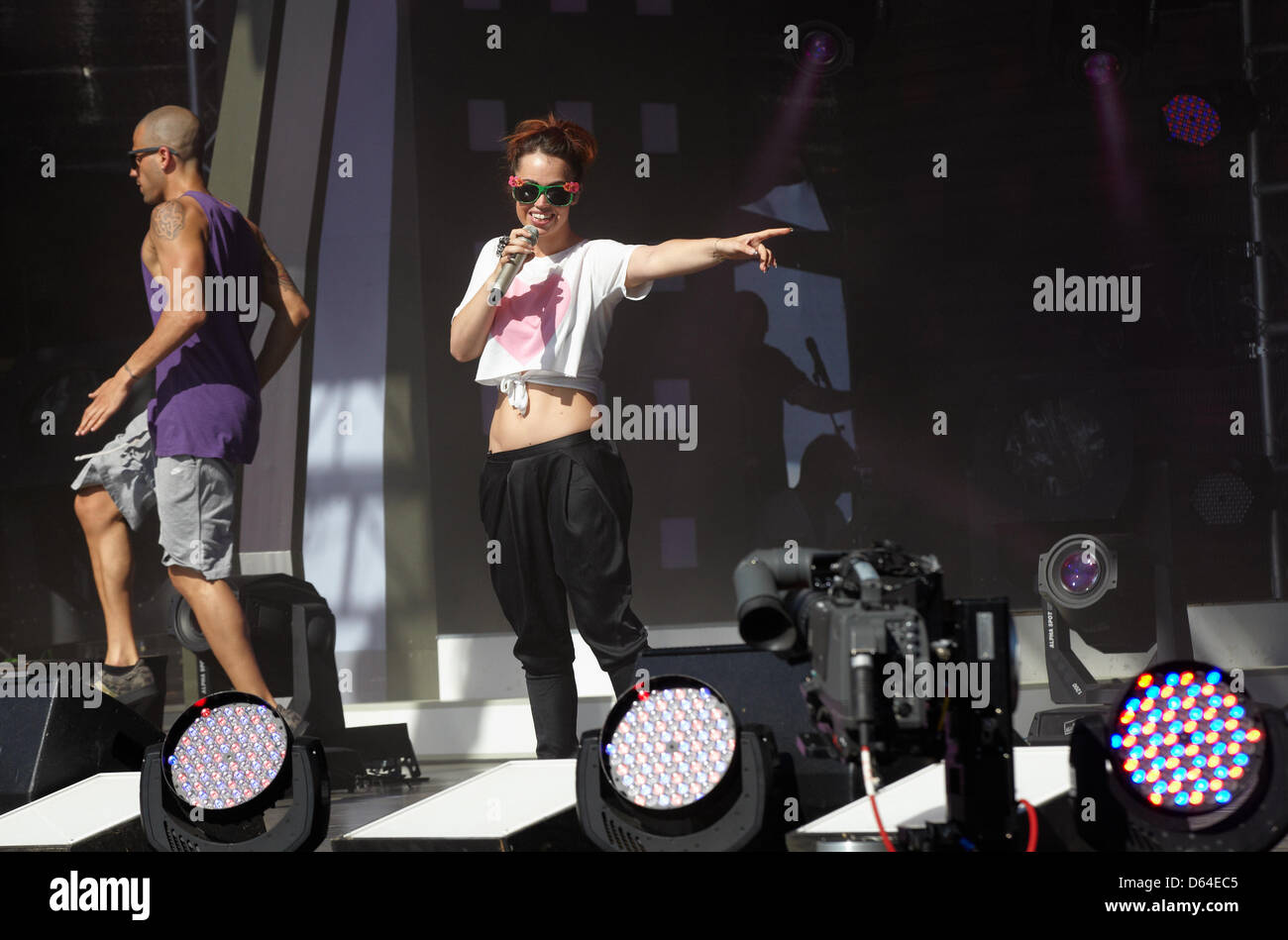 Danish singer Aura Dione is pictured during rehearsals for the show ...