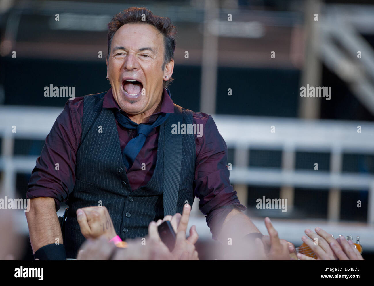 Bruce Springsteen performs at the first concert of his 'Wrecking Ball ...