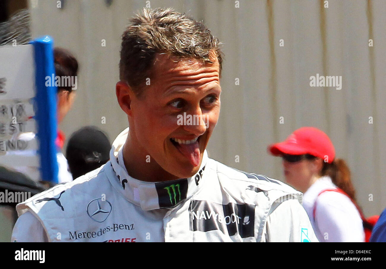 German Formula One driver Michael Schumacher of Mercedes AMG reacts ...