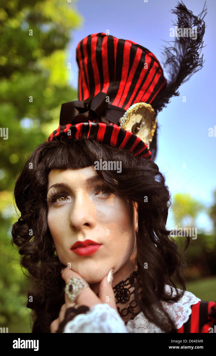 Visitors of the 21st Wave-Gothic Festival pose for the camera in ...