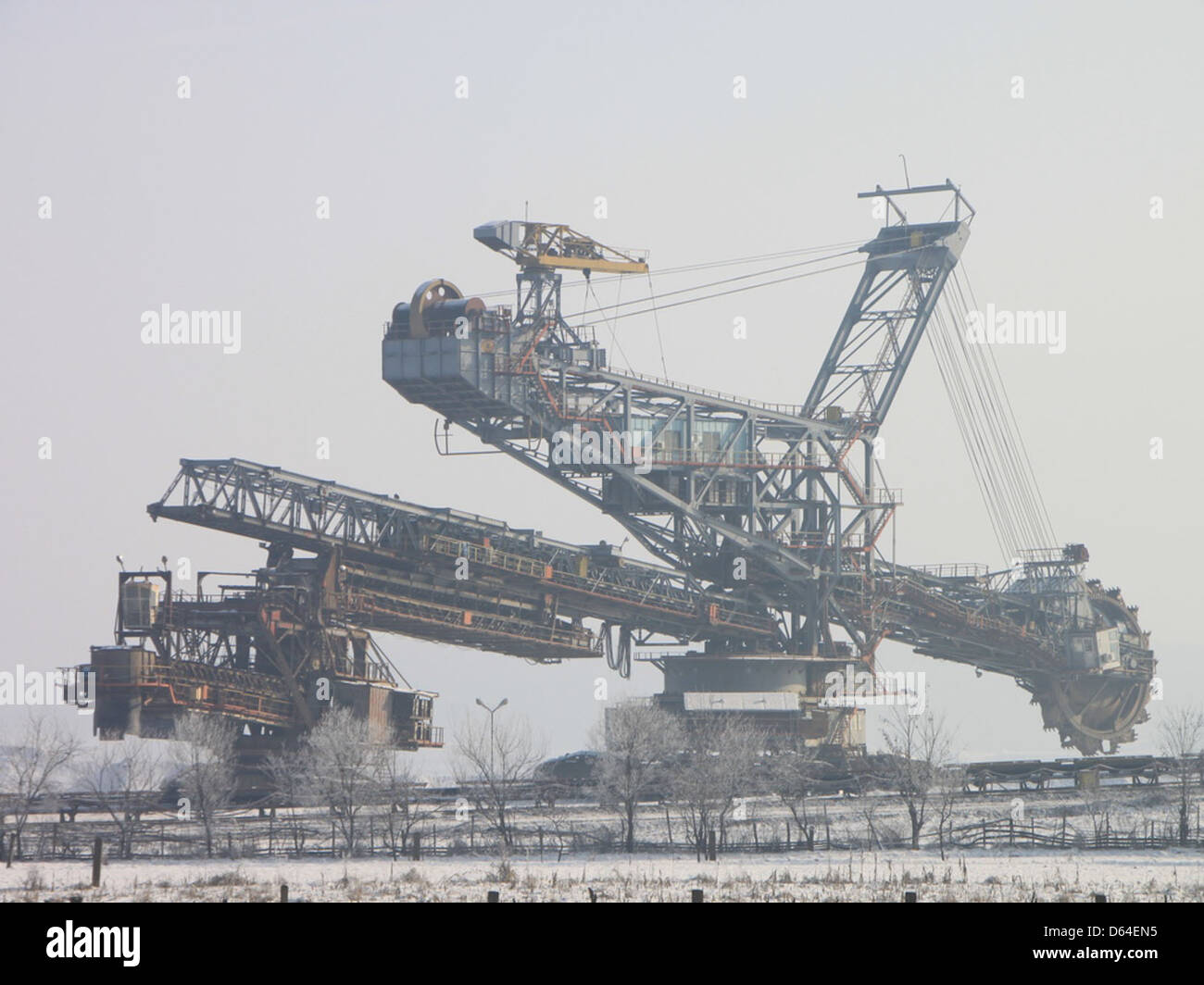 A bucket-wheel excavator used in surface mining operations. This large ...
