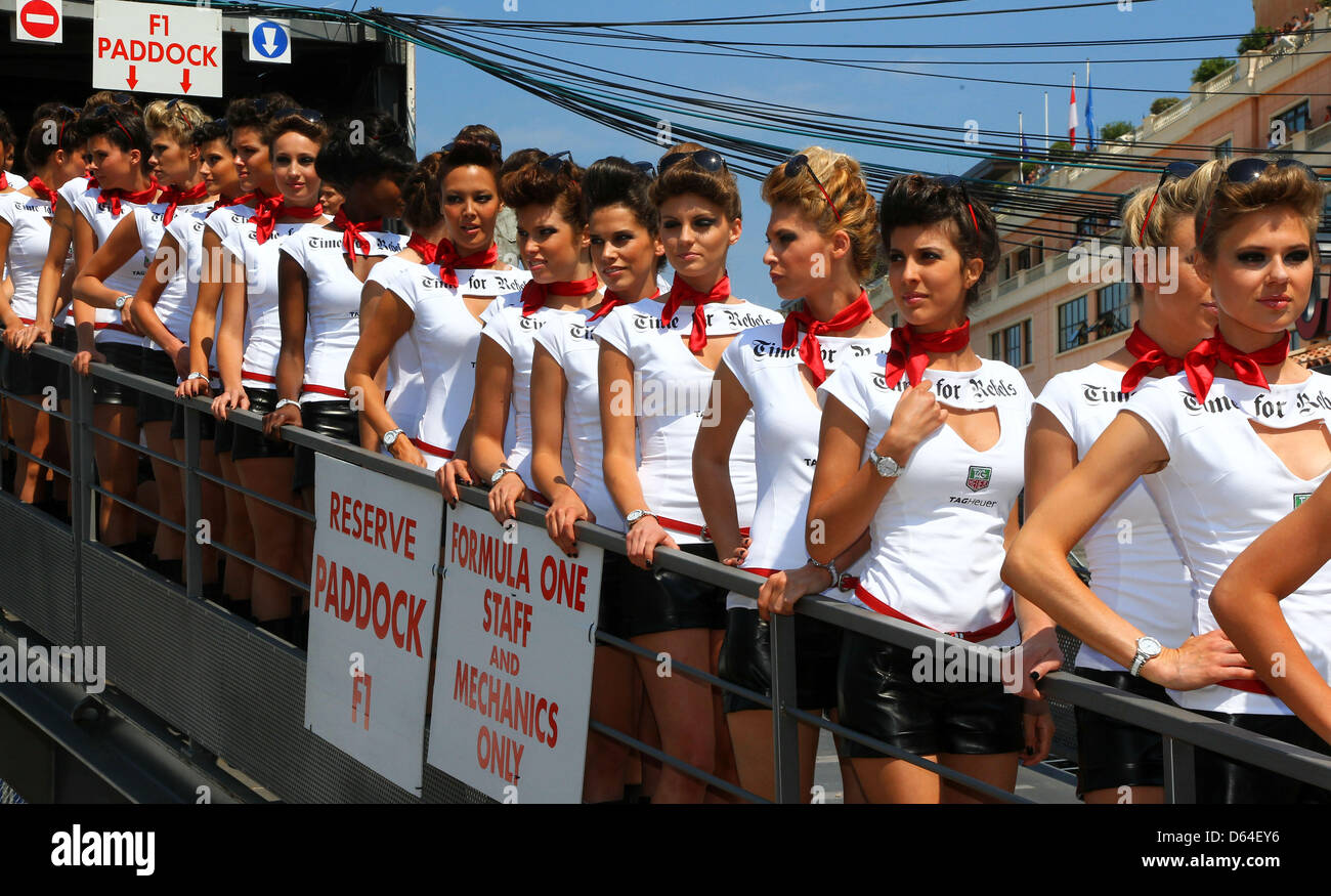 Grid Girls pose in the paddock at the F1 race track of Monte Carlo ...