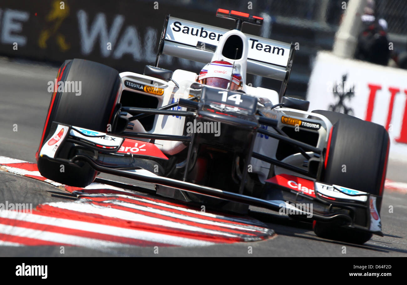 Japanese Formula One driver Kamui Kobayashi of Sauber steers his car ...