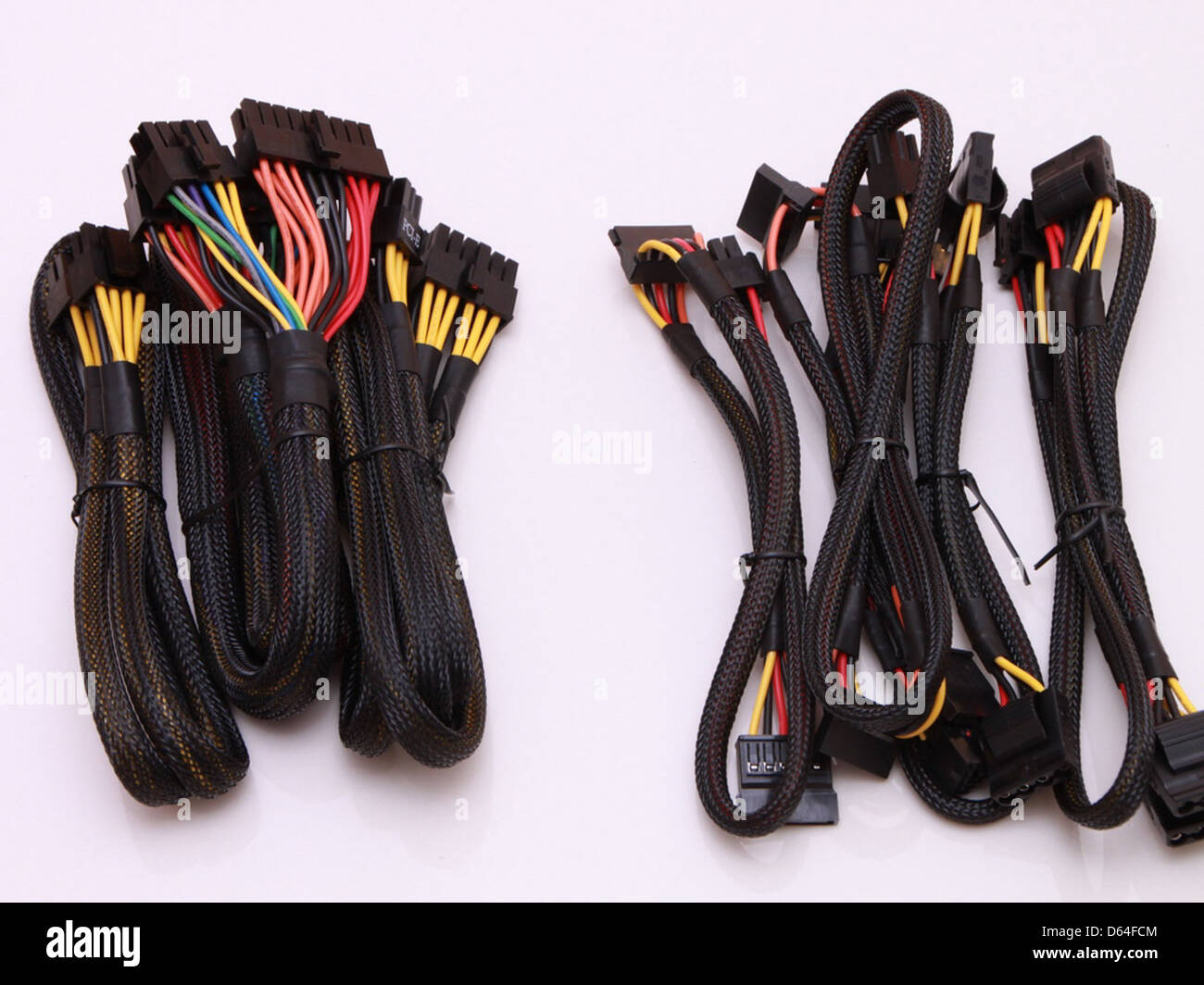 This image shows various PSU cables and connectors, commonly used in ...