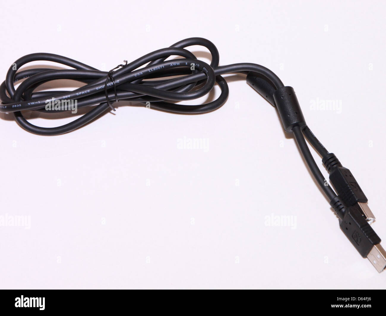 A standard USB cable shown for connecting electronic devices. It is ...
