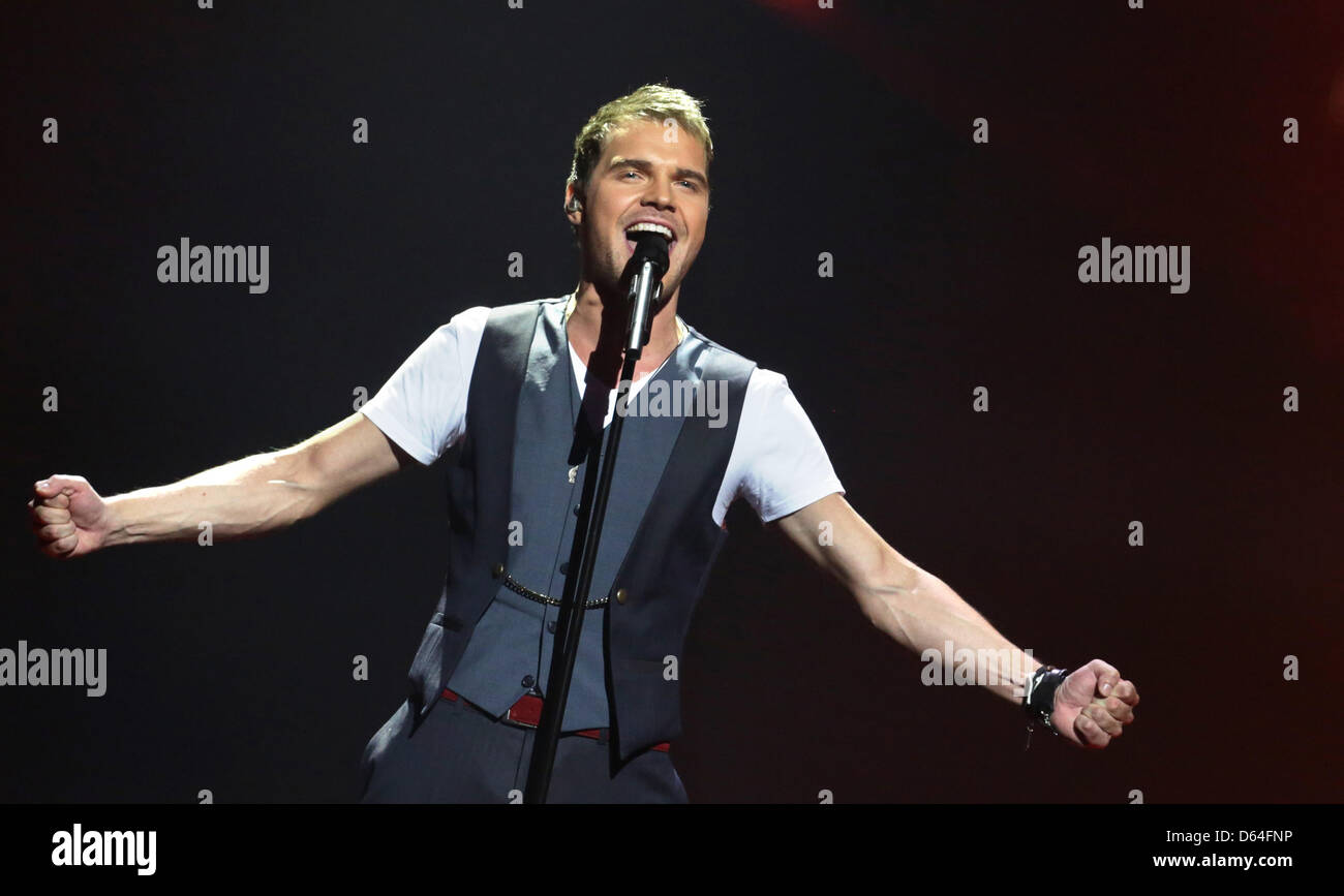Ott Lepland representing Estonia performs during the Grand Final of the ...