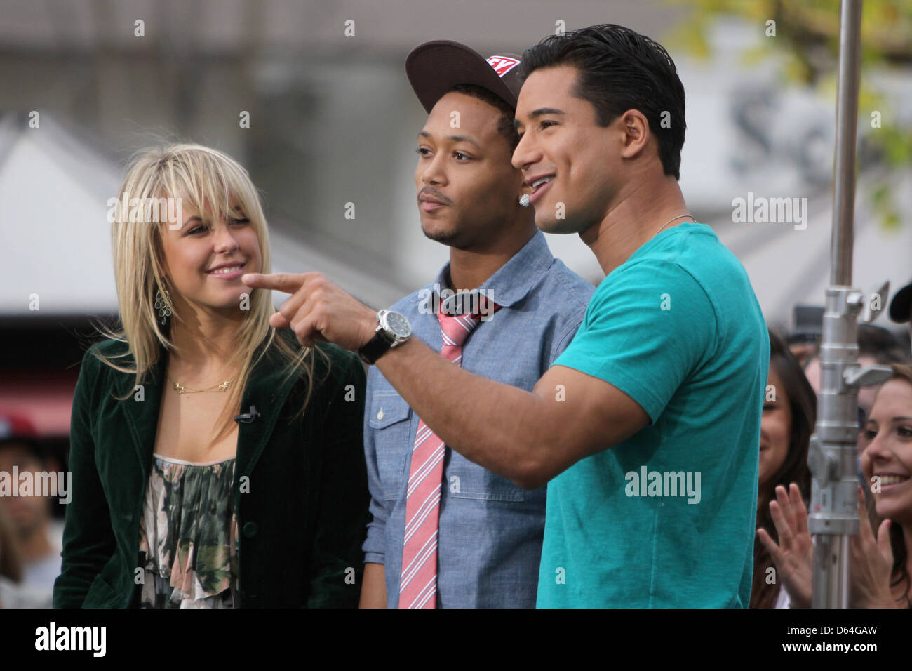 Romeo and Chelsie Hightower film an interview segment 'Extra' with ...