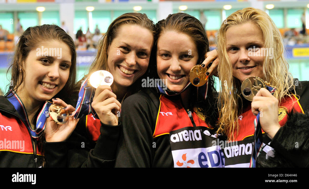 Germany's Alexandra Wenk (L-R), Jenny Mensing, Sarah Poewe and Britta ...