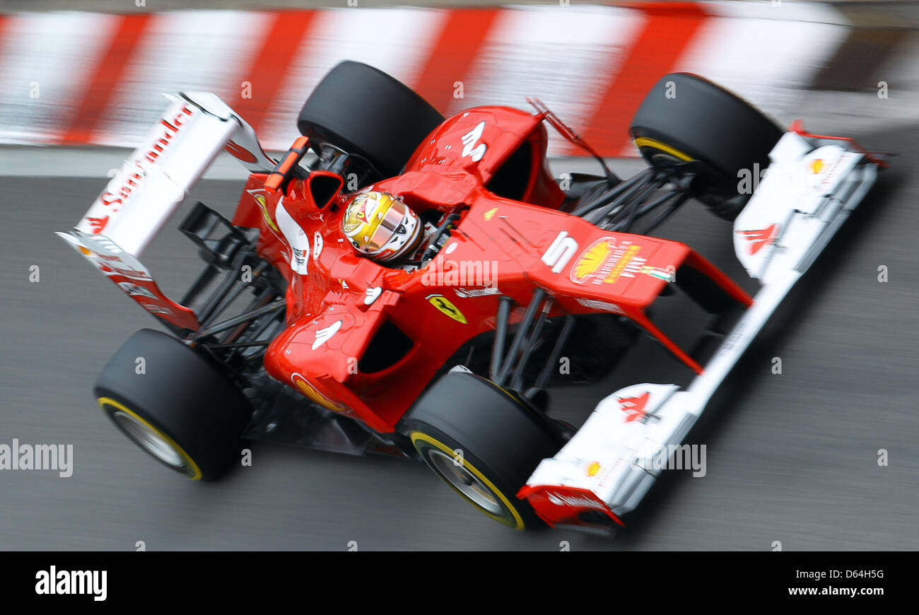 Spanish Formula One driver Fernando Alonso of Ferrari steers his car ...