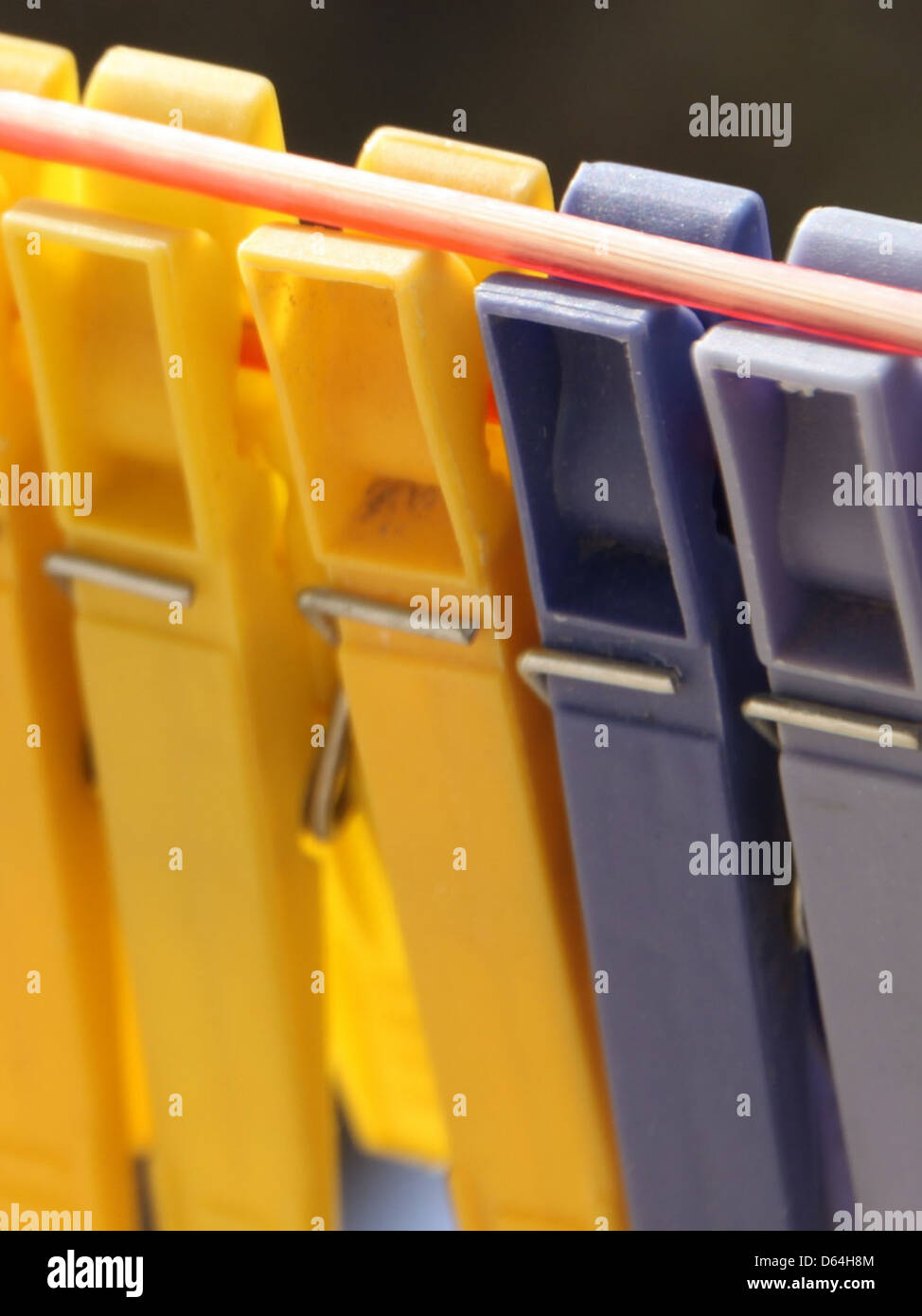 Plastic-Laundry-Clips-Hanging 11113 Stock Photo - Alamy
