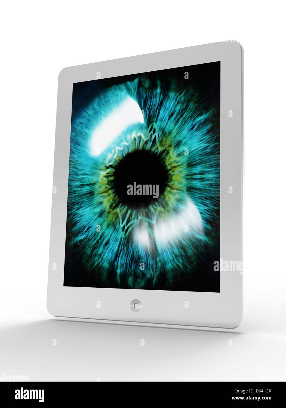 Tablet computer showing an iris, artwork Stock Photo - Alamy