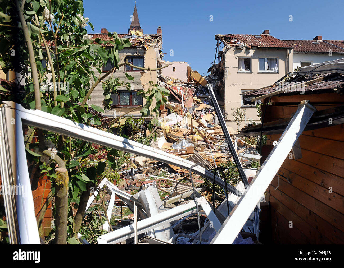 A destroyed house is pictured in Bremerhaven, Germany, 28 May 2012. The ...